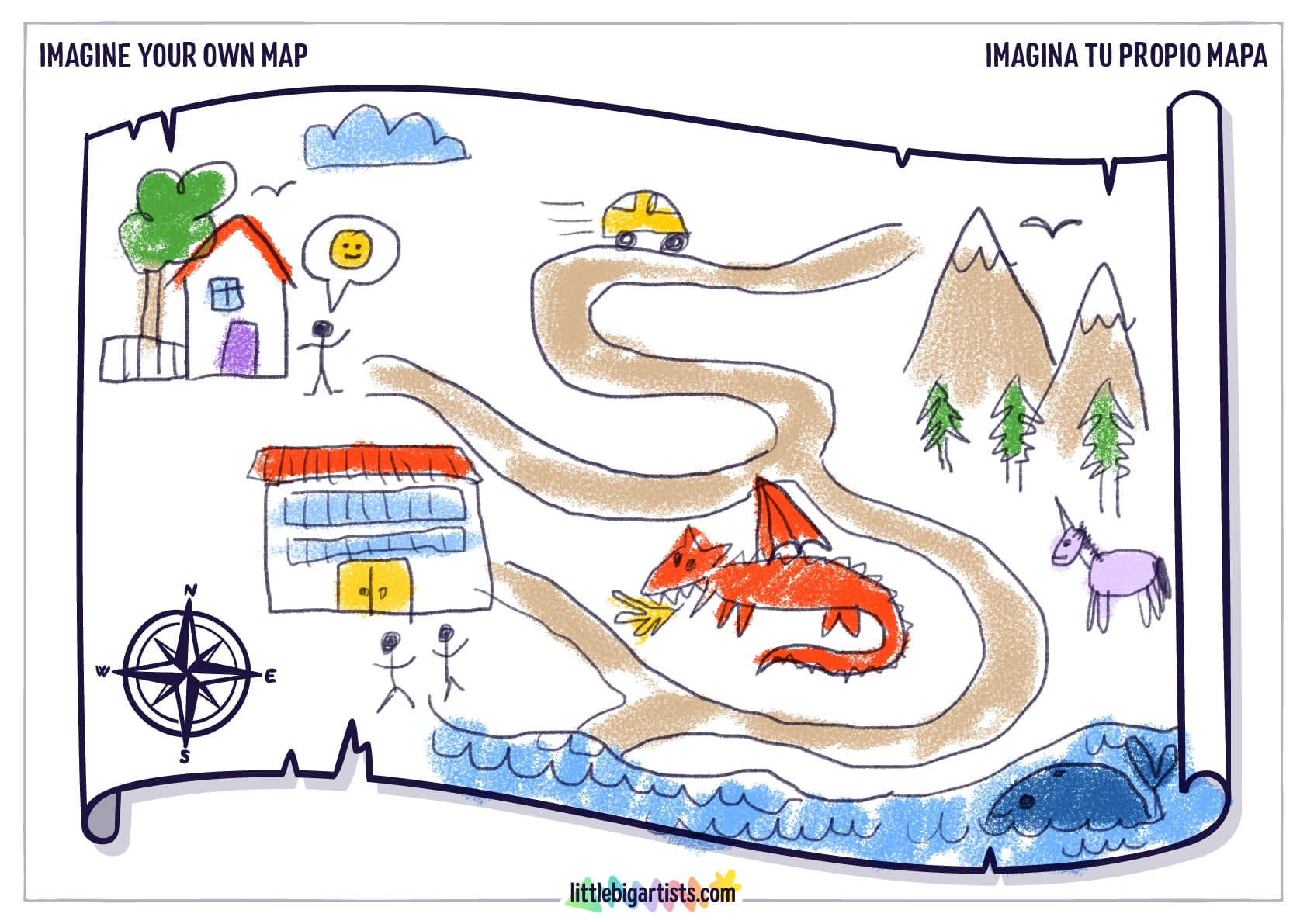 Imagine Your Own Map Printable Drawing Activity - Little Big Artists