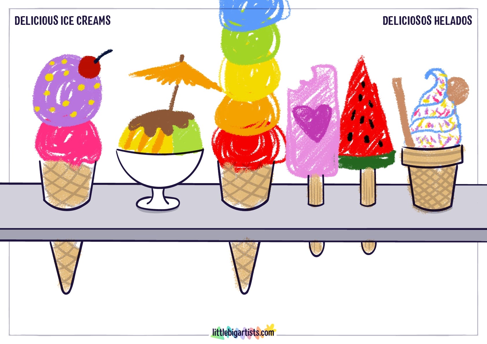 Ficha creativa de Helados deliciosos - Little Big Artists