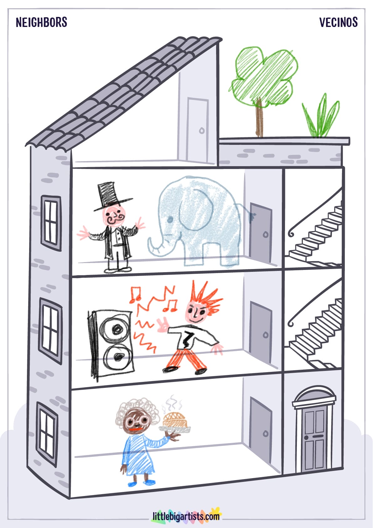 Neighbors Printable Drawing Activity - Little Big Artists